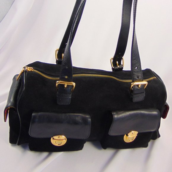 Maxx New York | Bags | Maxx New York Black Genuine Suede Leather ...